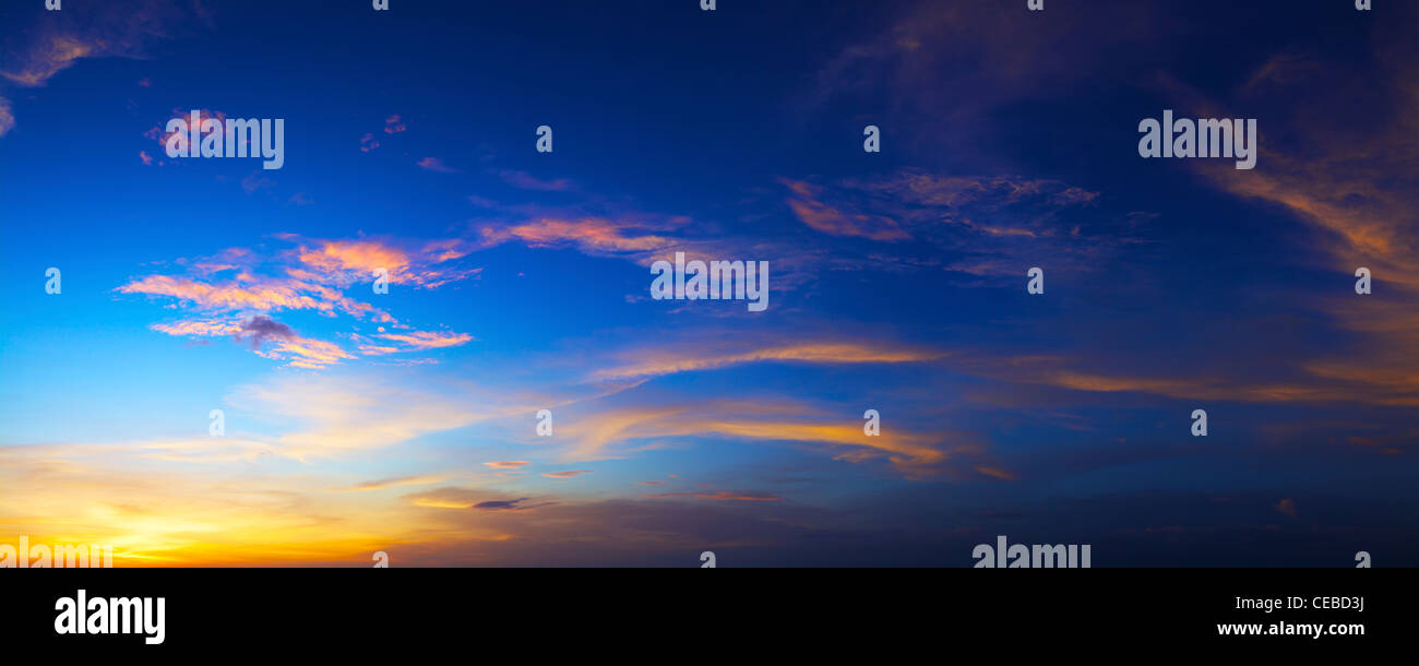 Amazing sky at sunset time. Panoramic shot Stock Photo - Alamy