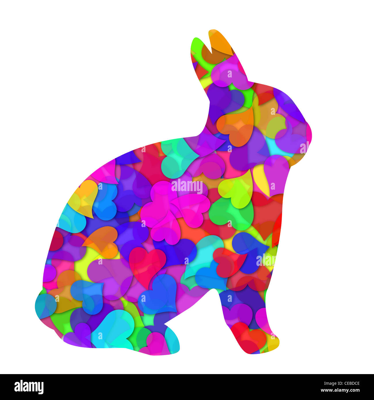 Valentines Day Hearts Colorful Bunny Rabbit Silhouette Illustration ...