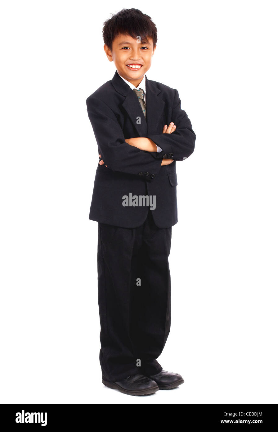 Happy Boy Dressed Smartly In A Jacket And Trousers Stock Photo - Alamy
