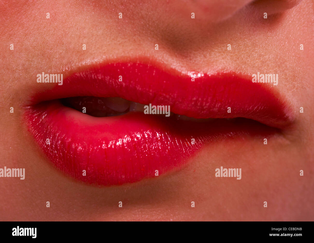 Lips Showing Worried Nervous Frightened Woman Stock Photo - Alamy