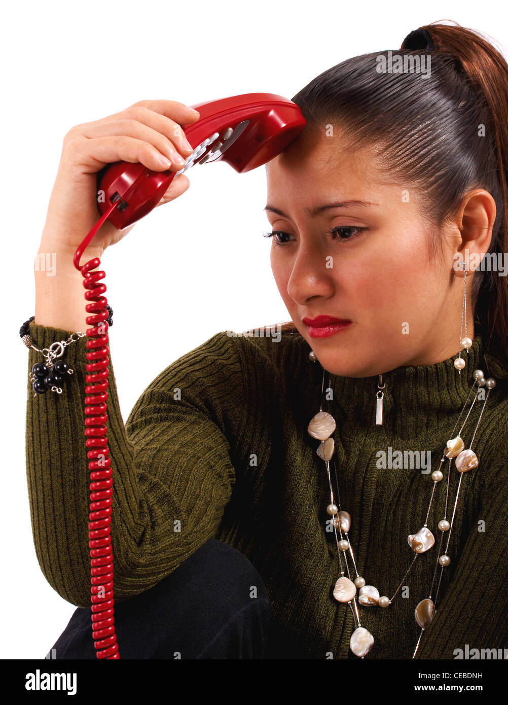 Woman Upset After Receiving Distressing Phone Call Stock Photo - Alamy