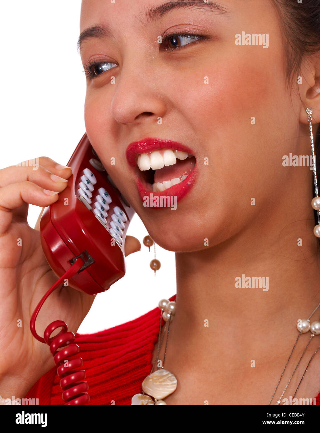 Female Talking To Her Friend On The Phone Stock Photo - Alamy