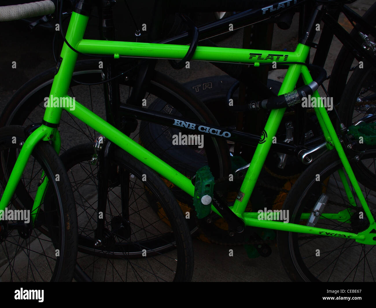 Green bicycle frame, Brooklyn, New York Stock Photo - Alamy