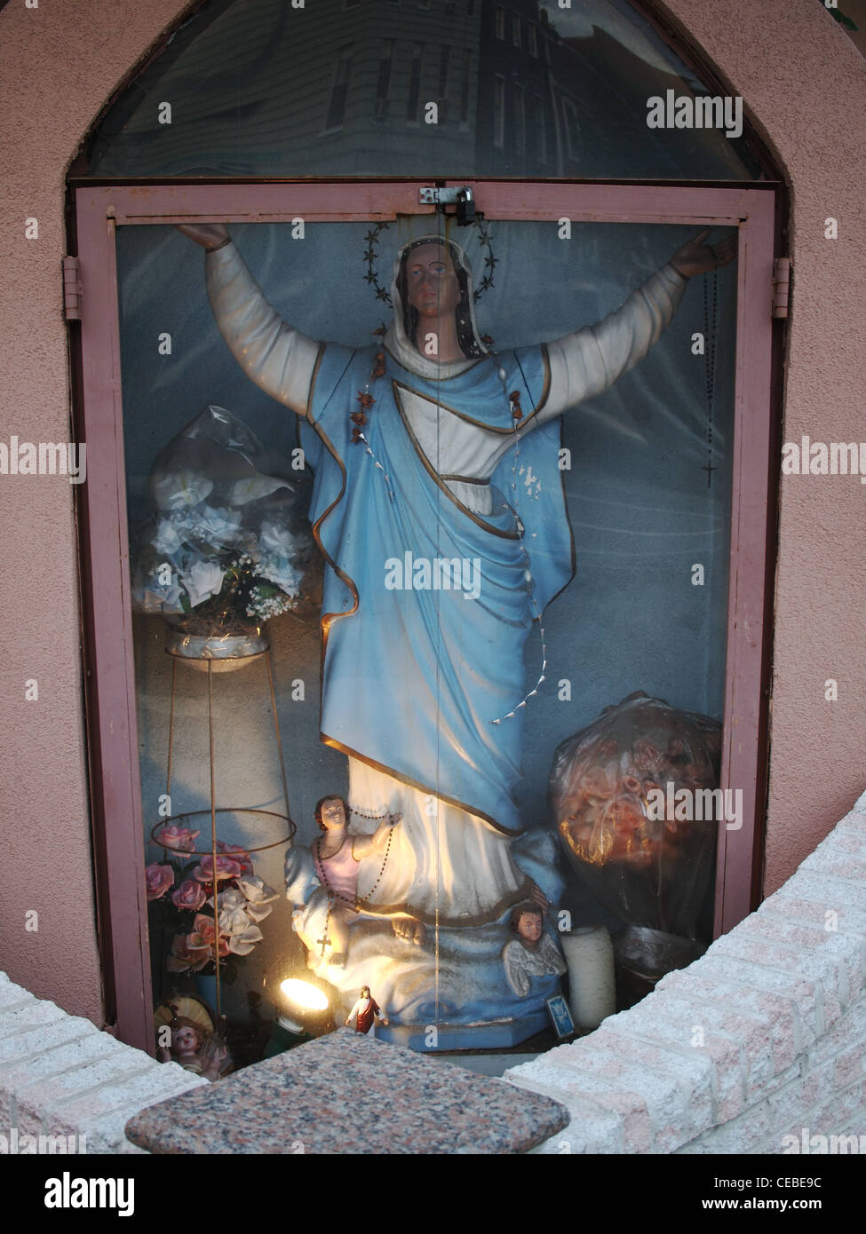 Blessed Virgin Mary shrine outside private home, Brooklyn, New York ...