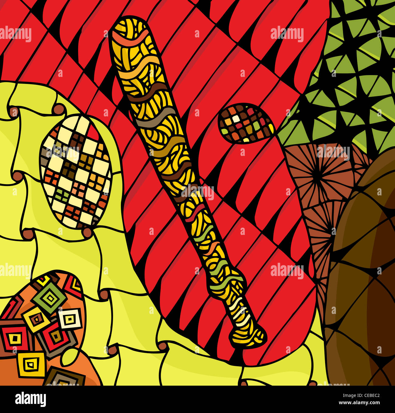 Detailed pattern of shapes and zig-zags around a baseball bat Stock ...