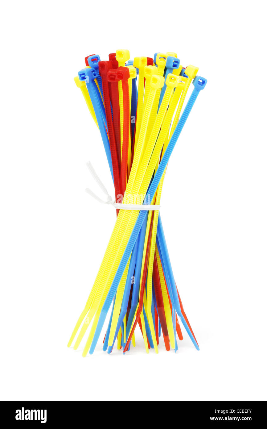 Bundle of Multicolor Nylon Cable Ties on White Background Stock Photo ...