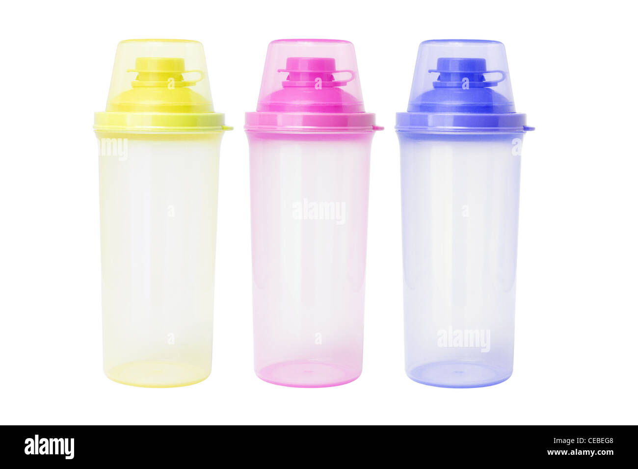 Three Empty Plastic Containers on White Background Stock Photo - Alamy