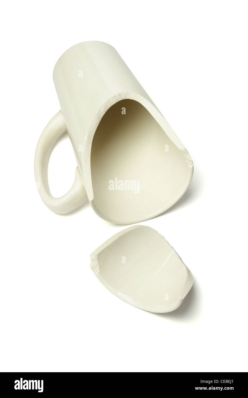 Broken Coffee Mug Lying on White Background Stock Photo - Alamy