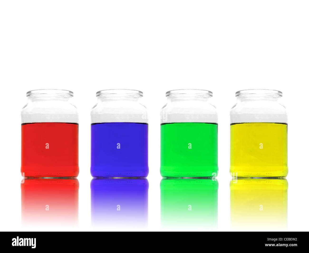 Science flasks isolated against a white background Stock Photo - Alamy