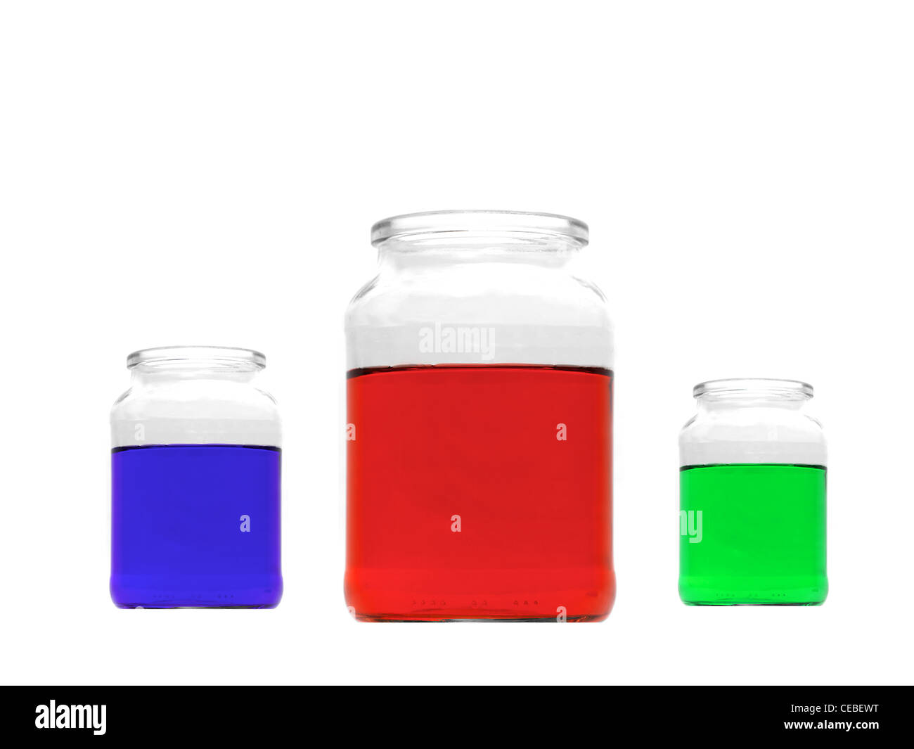 Science flasks isolated against a white background Stock Photo - Alamy