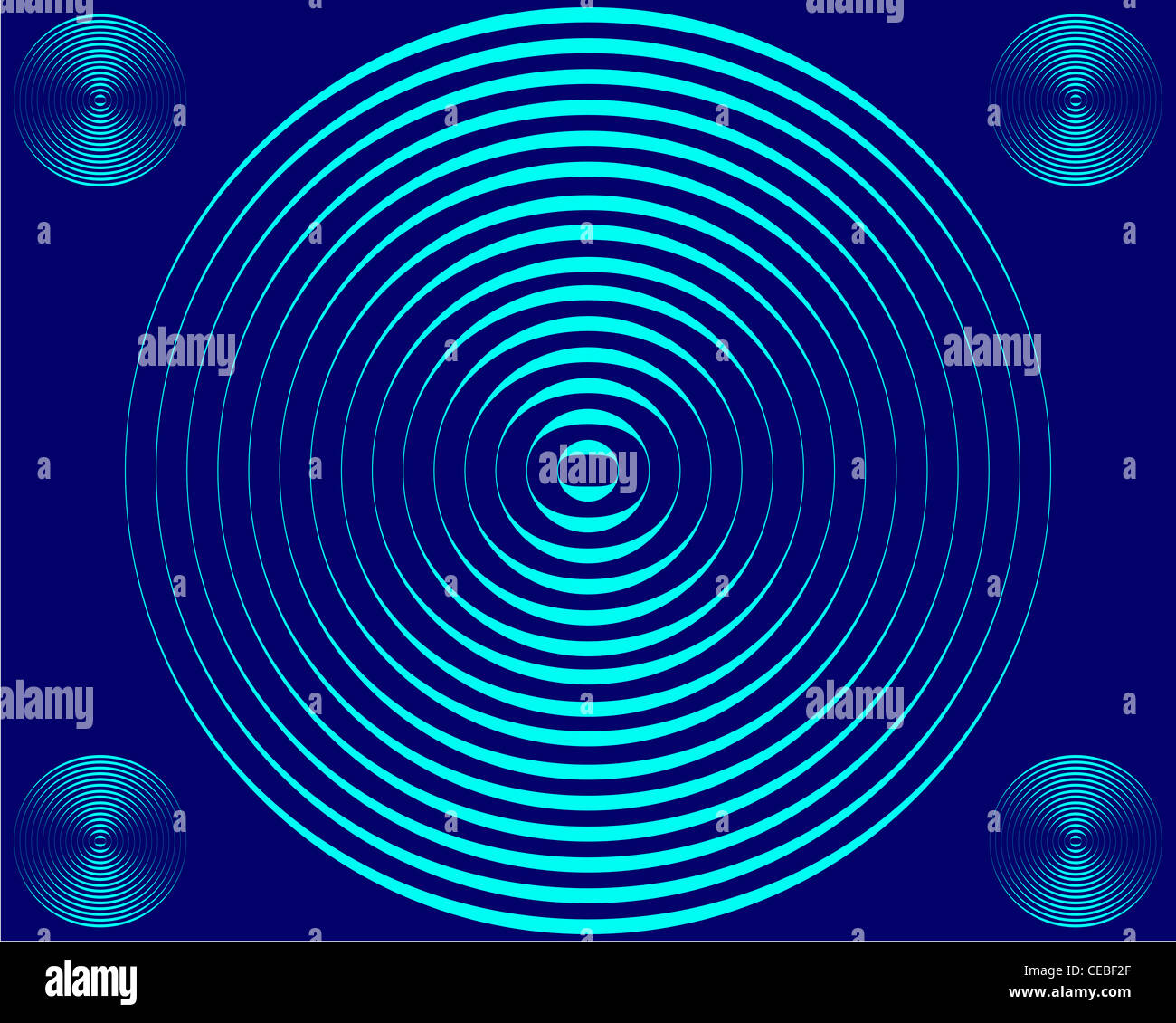 Four small and one big light blue circles on dark blue background Stock ...