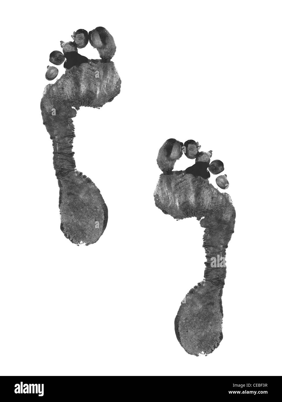 Foot prints on a white background Stock Photo - Alamy