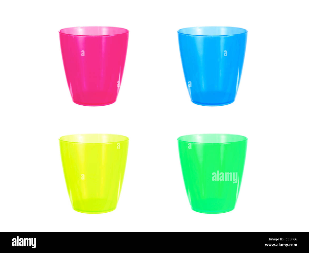 Colored drinking cups isolated against a white background Stock Photo ...