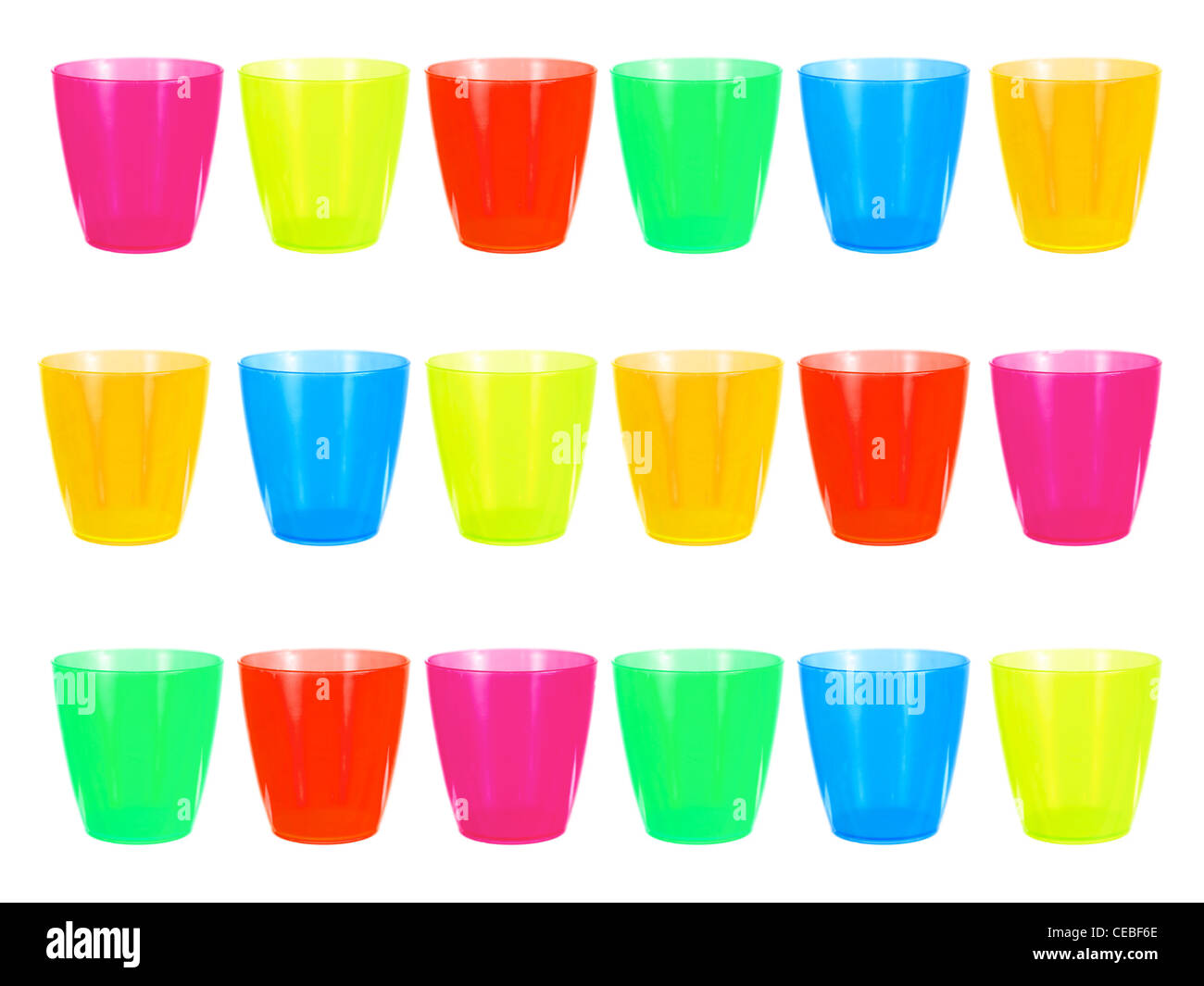 Colored drinking cups isolated against a white background Stock Photo ...