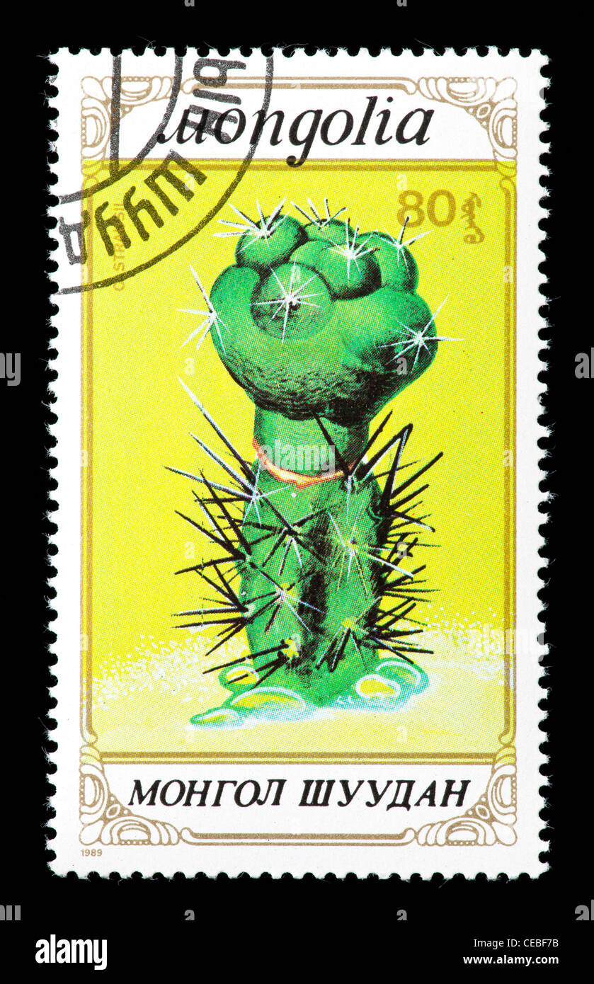 Postage stamp from Mongolia depicting a cactus Stock Photo - Alamy