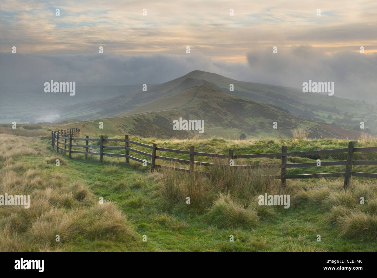 Morning Sunrise in Hope Valley from the Great Ridge between Mam Tor ...