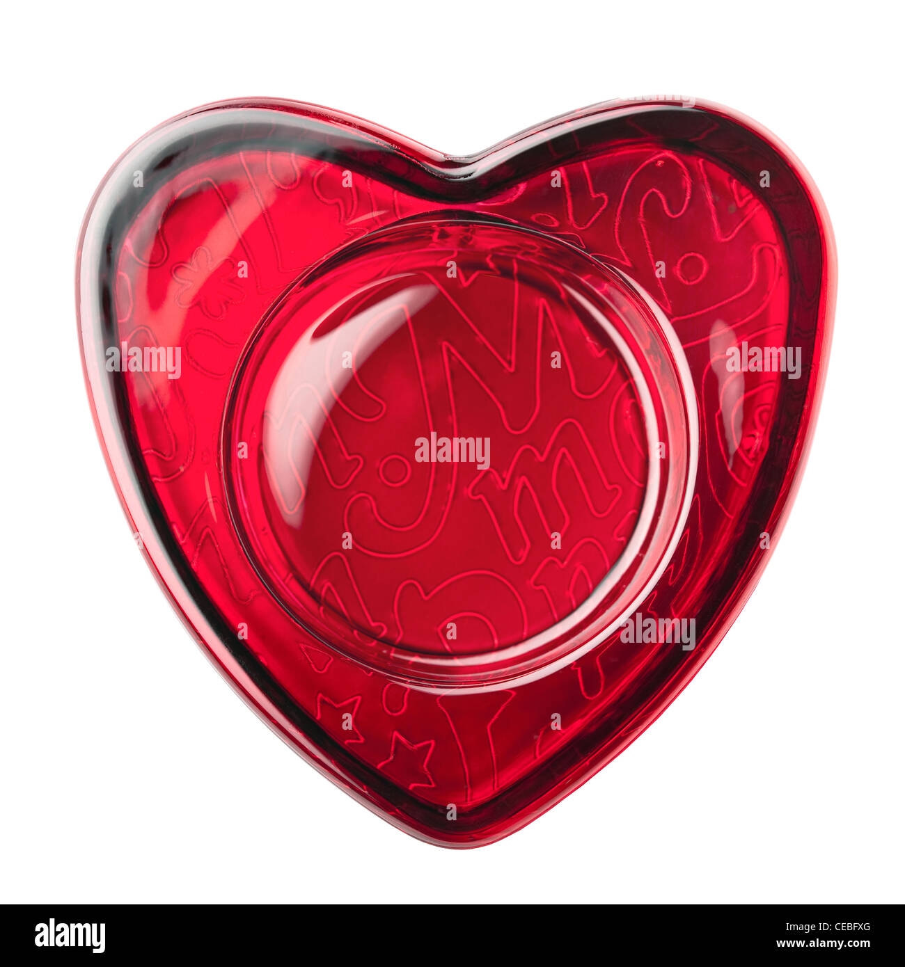 Red heart frame made of glass, isolated over white background Stock ...