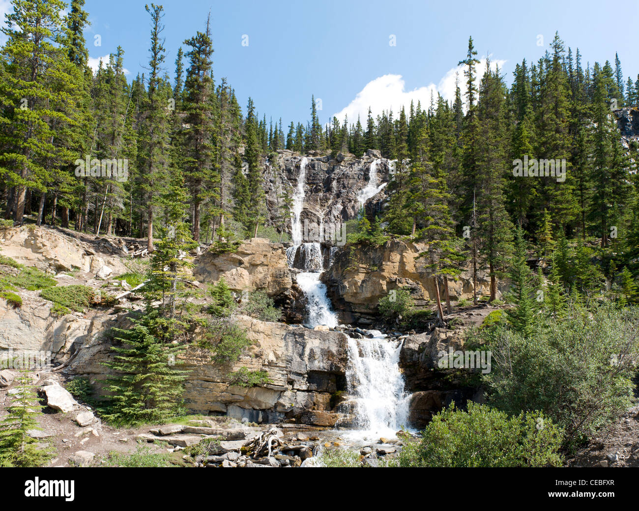 Scenic Tangle Falls, an attraction on the Icefields Parkway, Alberta ...