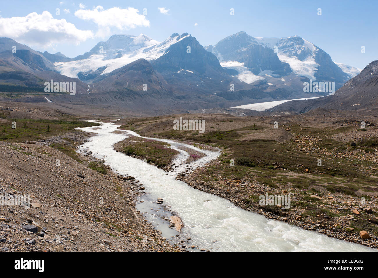 Athabasca Glacier, a 'toe' of the Columbia Icefield, near Highway 93 ...