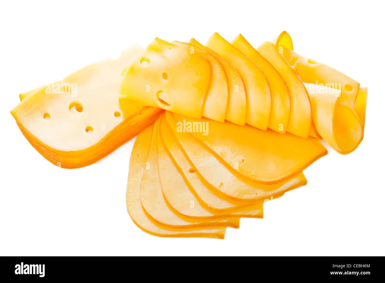 Sliced cheese isolated on white background Stock Photo - Alamy