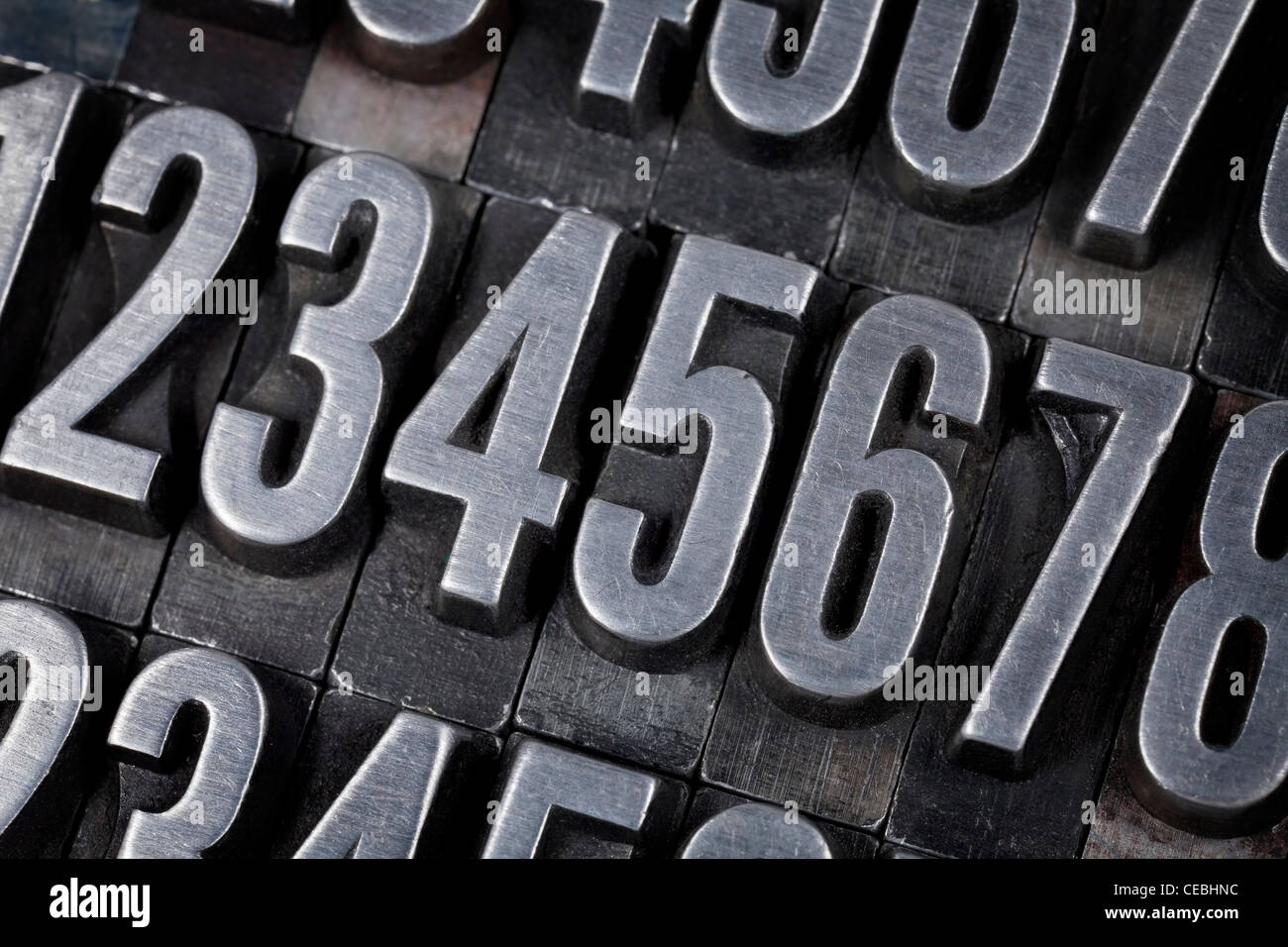 number abstract - vintage grunge metal printing blocks scratched and ...