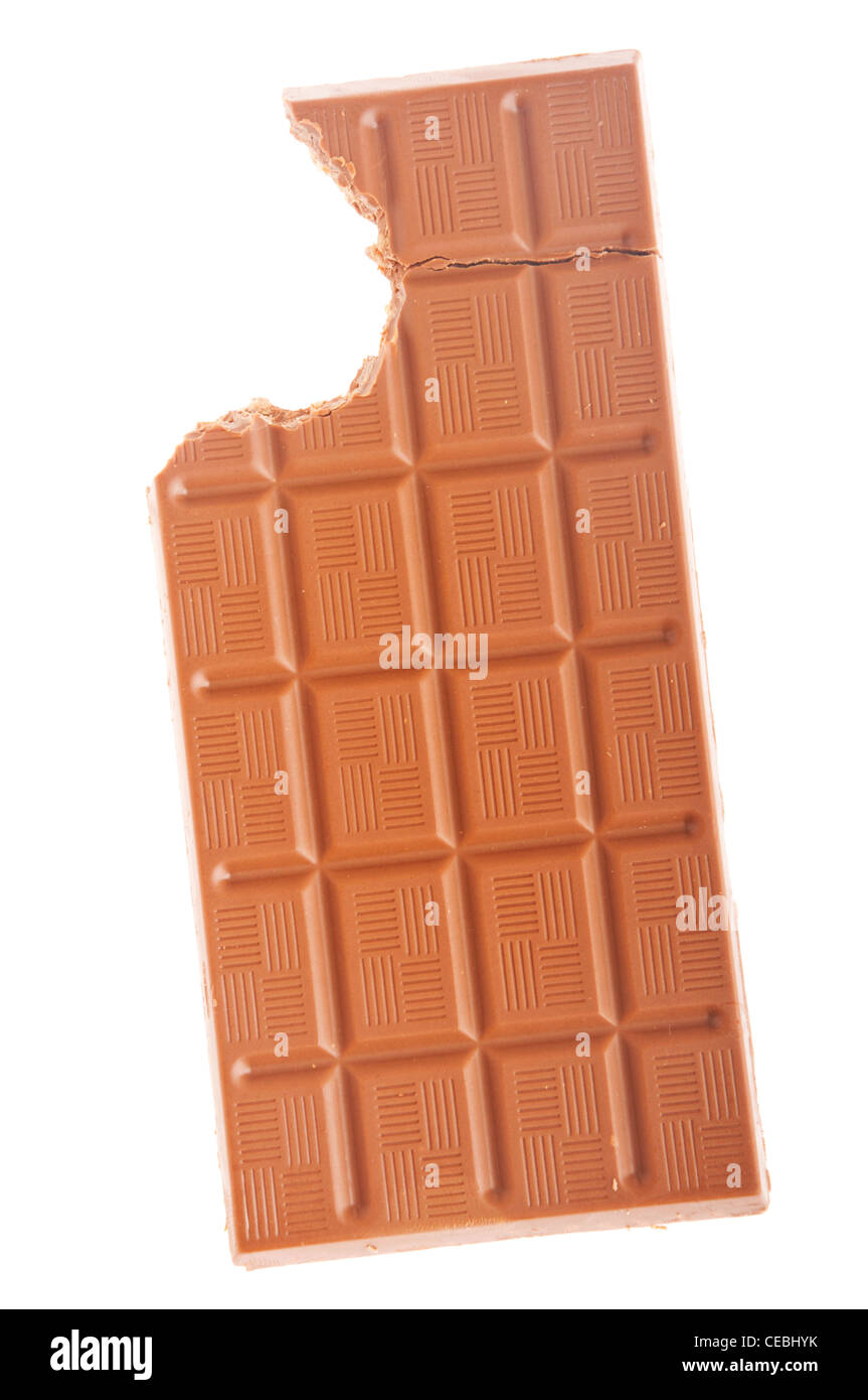 crispy rice chocolate bar with bite isolated on white background Stock ...