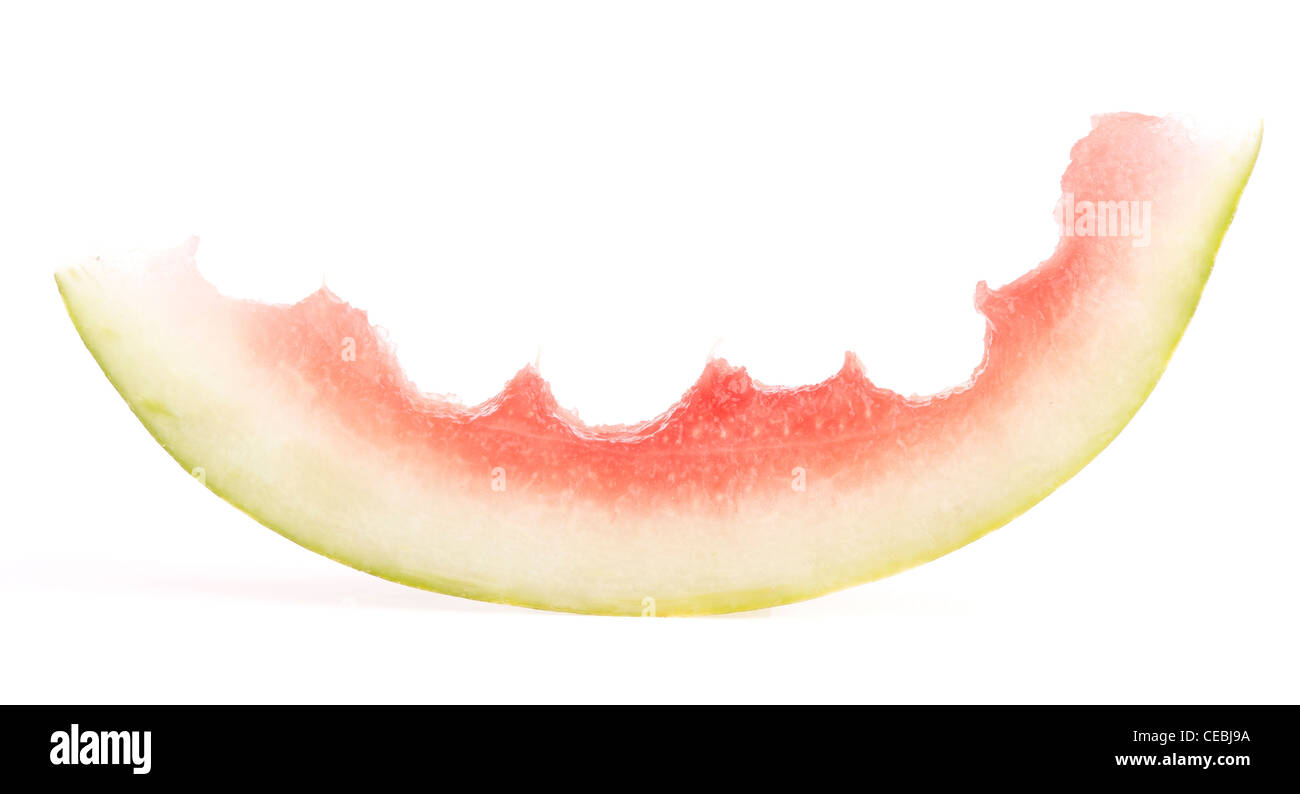 Watermelon slice with bites Stock Photo - Alamy