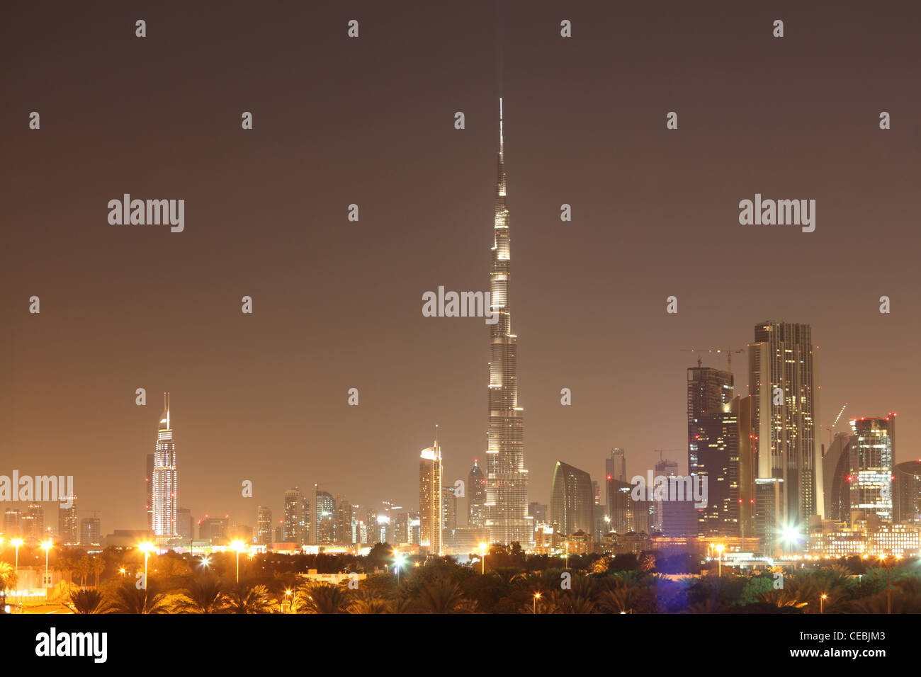 Dubai skyline at night, United Arab Emirates Stock Photo - Alamy