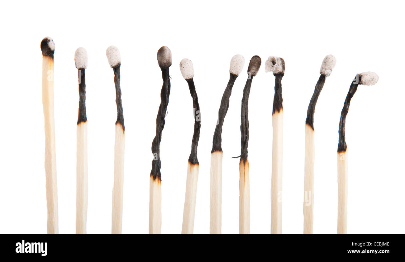 group of burnt matches (isolated on a white background Stock Photo - Alamy
