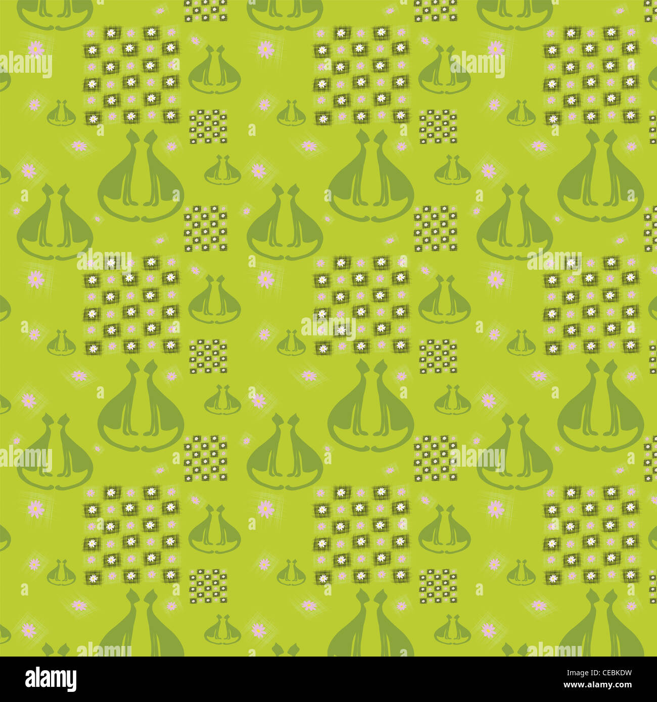 Seamless structure with cats and squares, vector, illustration Stock ...