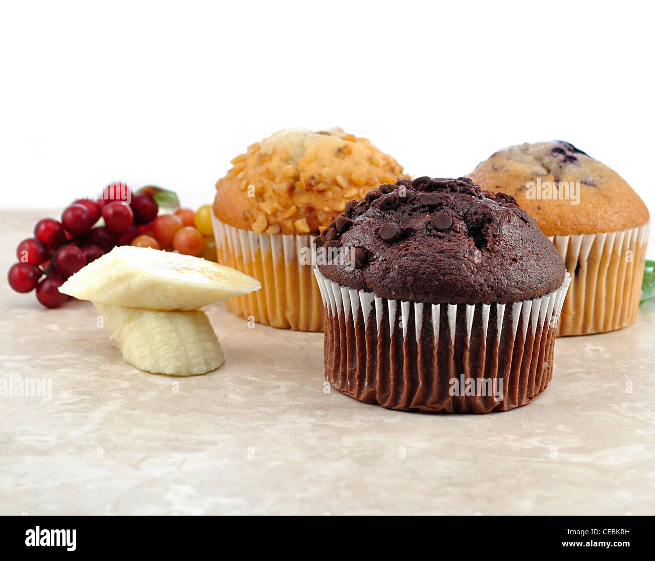 chocolate , banana and blueberry muffins , close up Stock Photo - Alamy