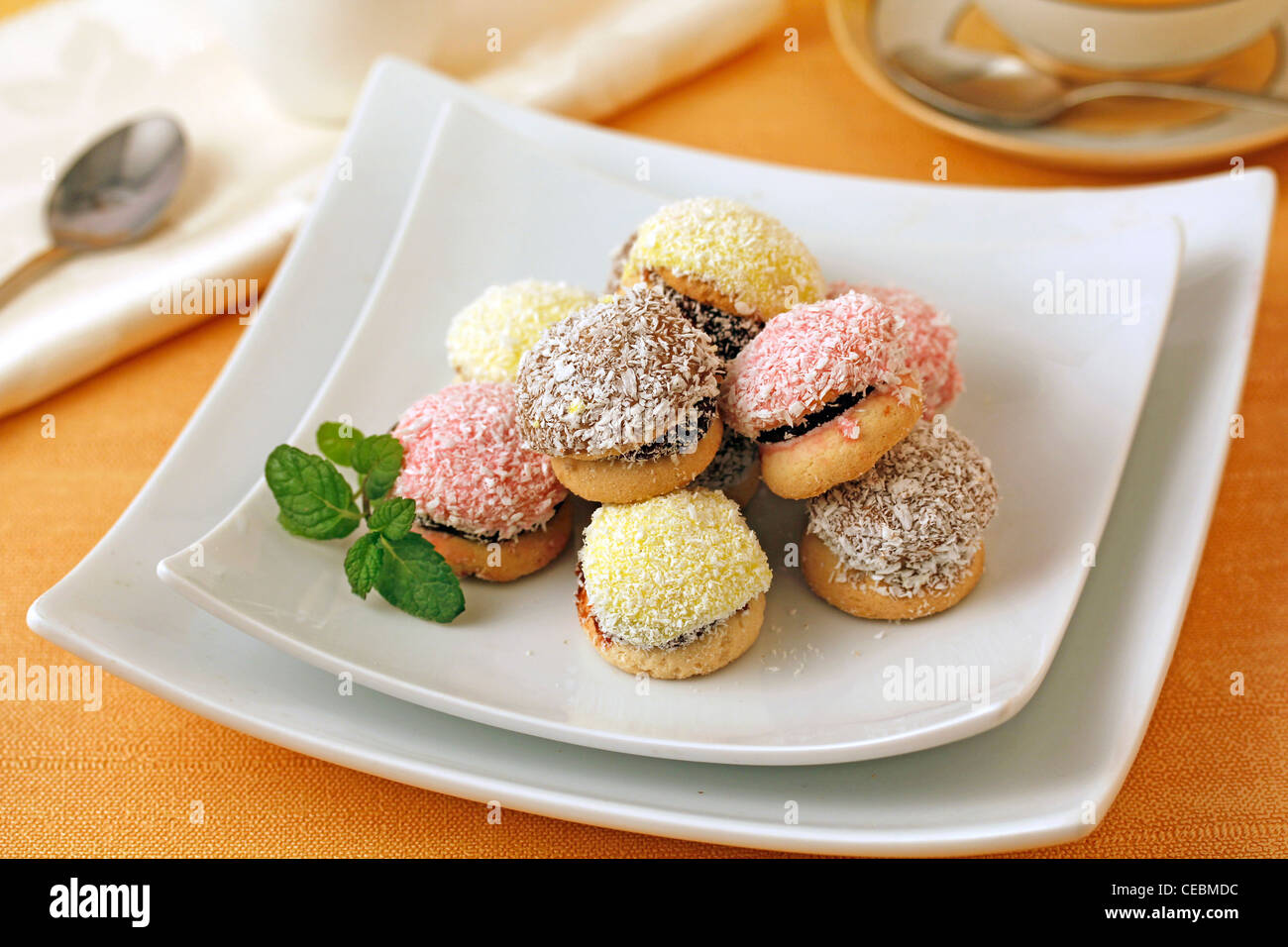 Three colours cookies. Recipe available Stock Photo - Alamy