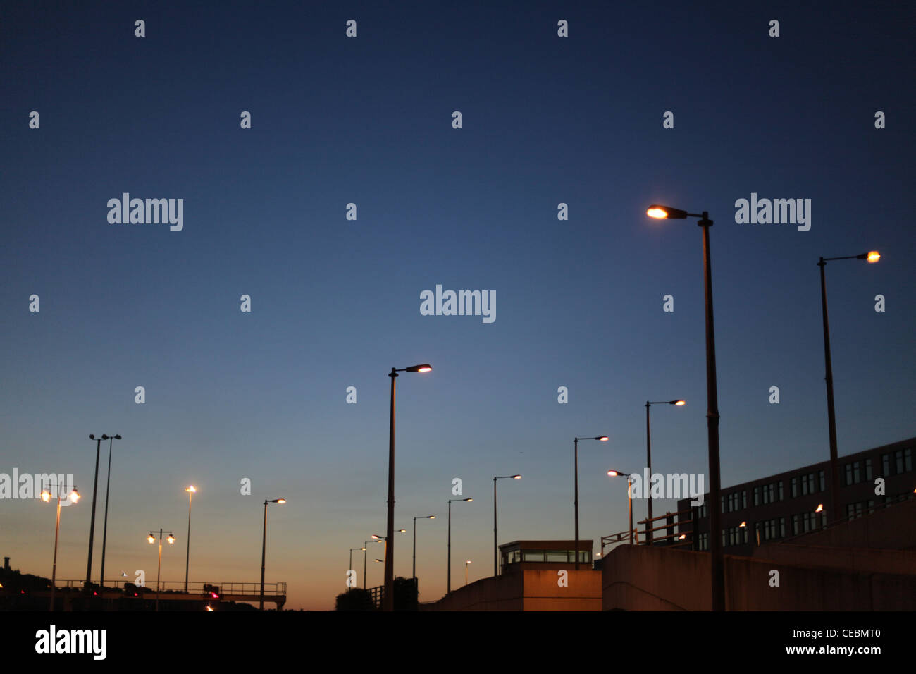 Night street lamp lighting near Brighton train station, Brighton, UK ...