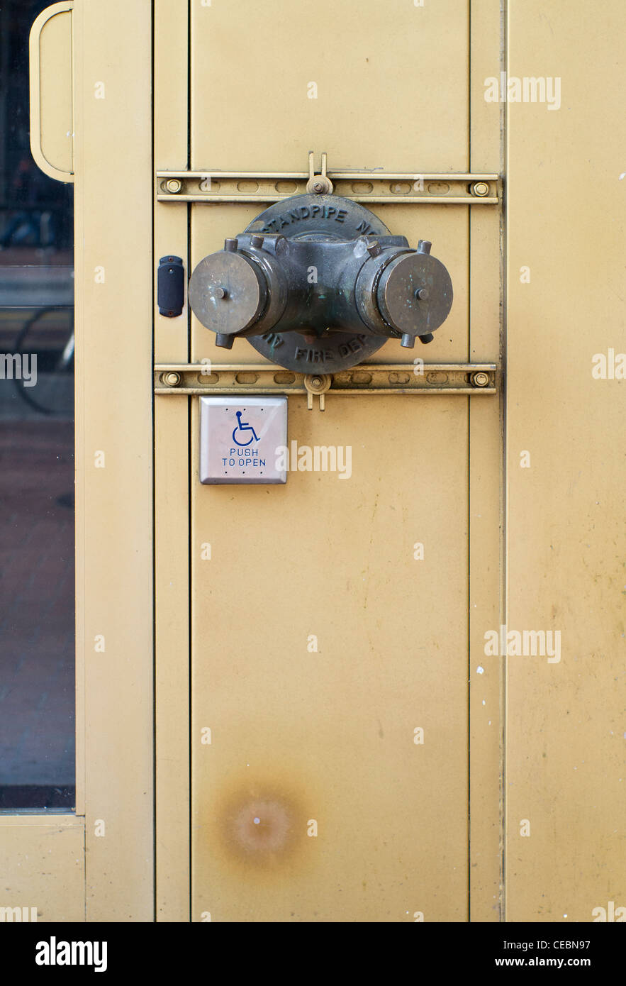 Curious juxtaposition of dry standpipe connection points and a disabled ...