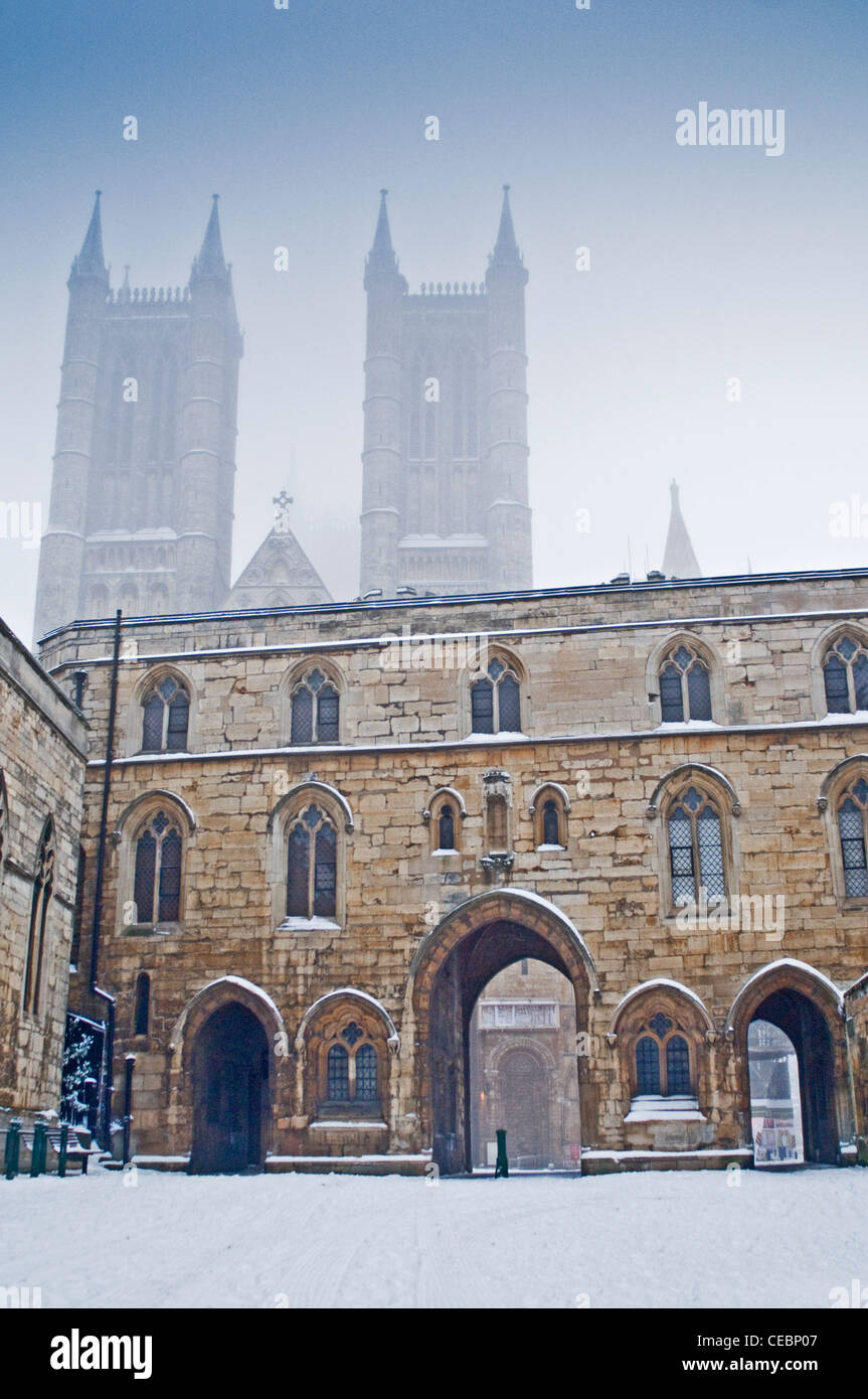 Lincoln Cathedral after snowfall in Lincoln, UK Stock Photo - Alamy