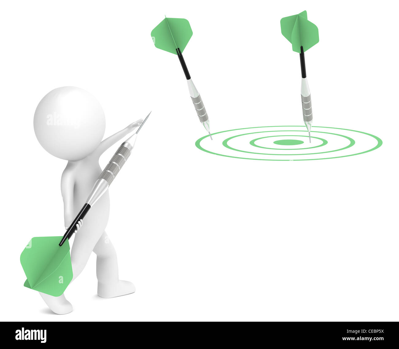 3D little human character aiming for Goal. Green arrows. People series ...