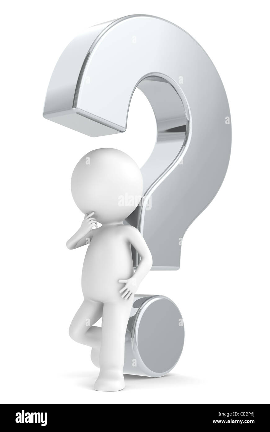 3d human character with a Metal question mark Stock Photo - Alamy