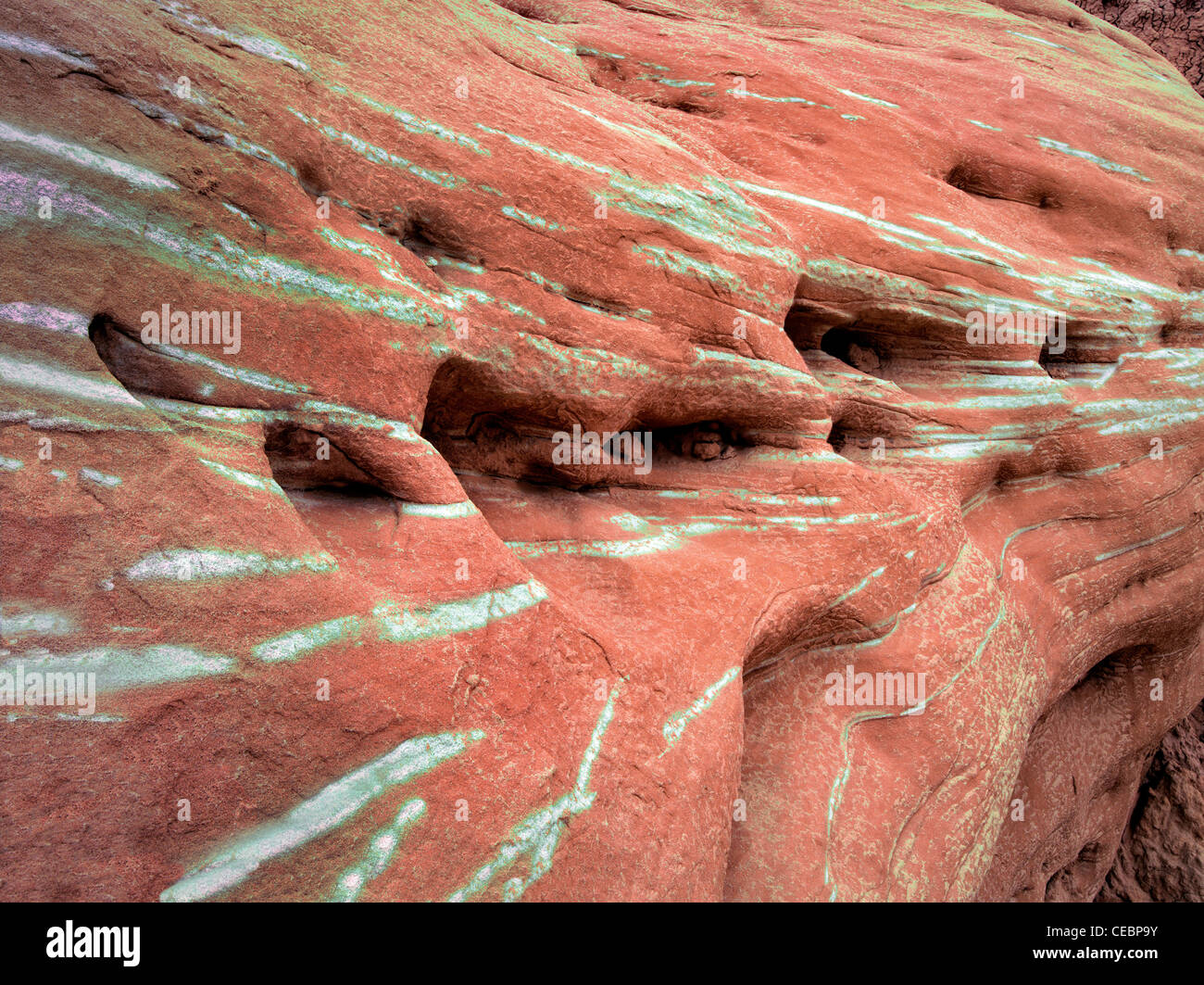 Green stripes on rock in Escalante Staircase National Monument, Utah ...