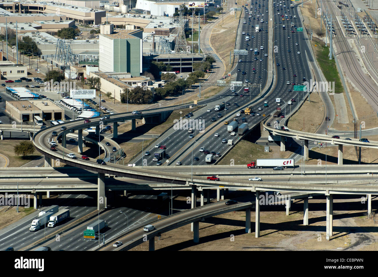 Part of the network of roads and flyovers in Dallas, Texas Stock Photo ...