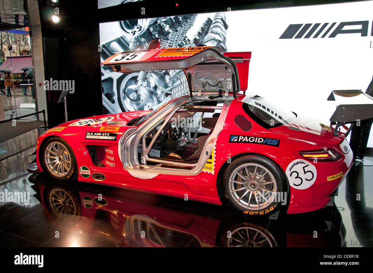 Mercedes Benz SLS AMG GT3 racing car Showroom Champs Elysees Paris ...