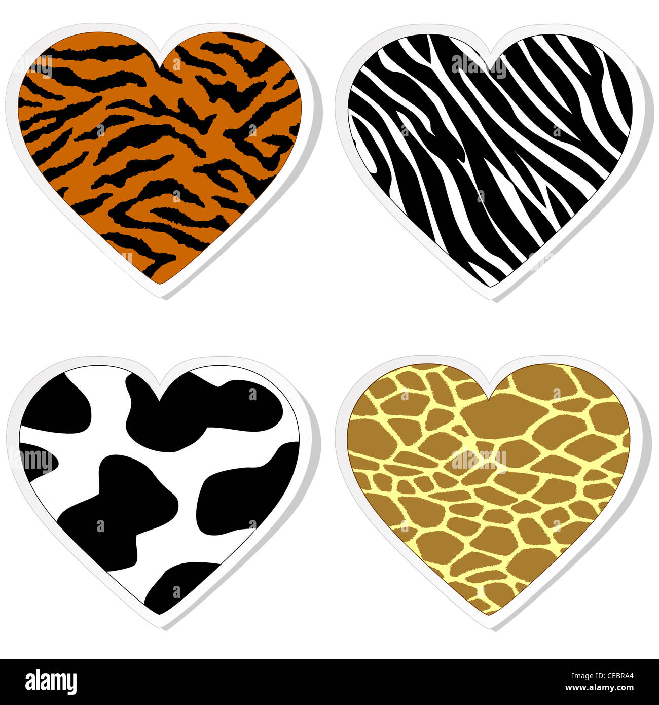 Animal print heart stickers Stock Photo - Alamy
