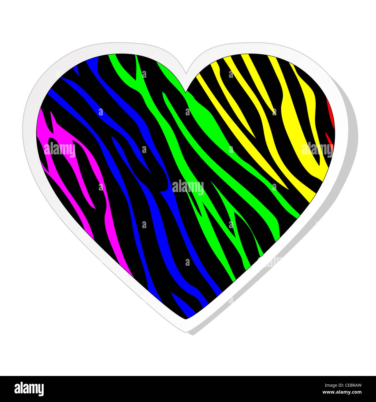 Rainbow zebra heart sticker Stock Photo - Alamy