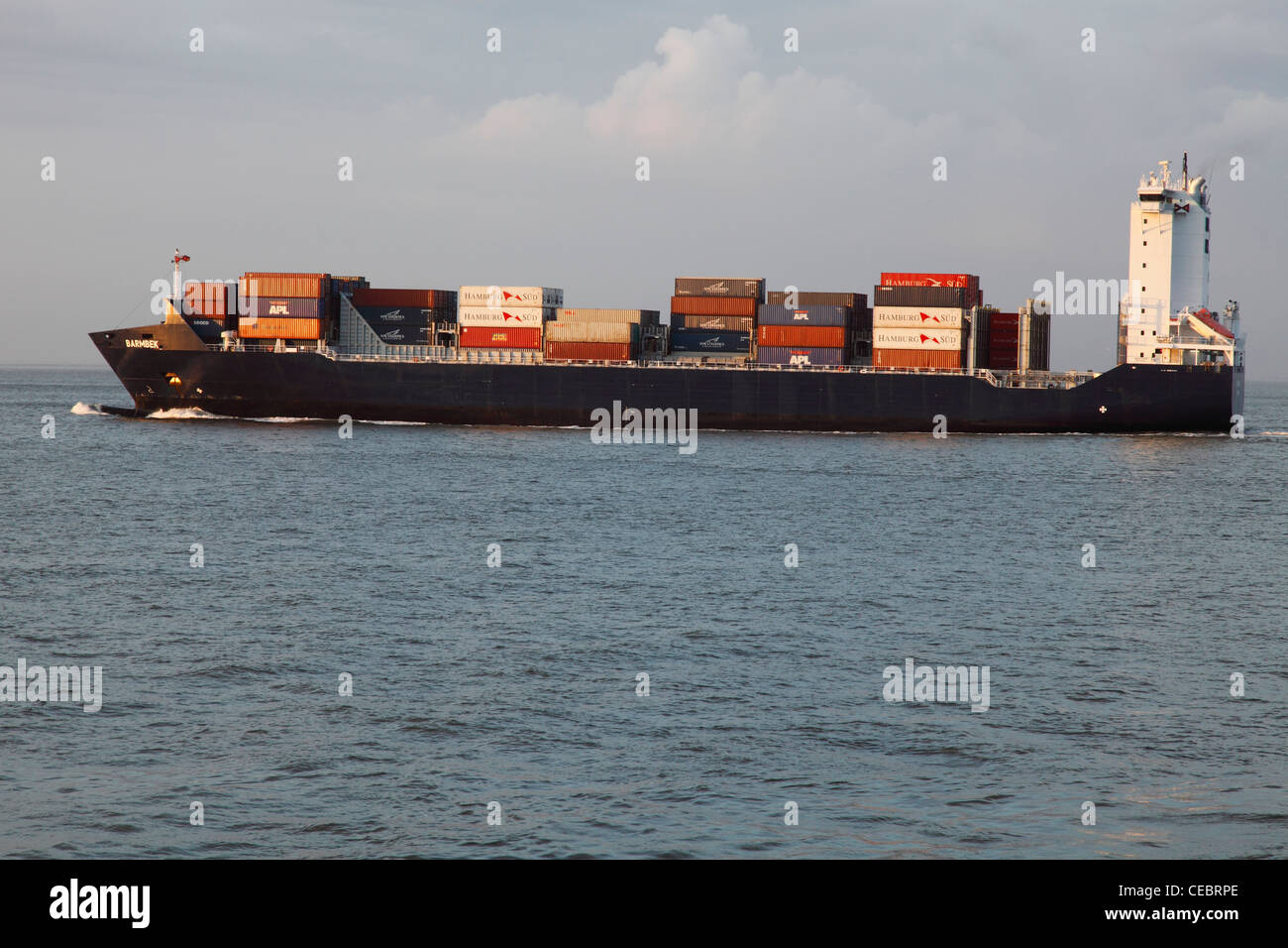 Container ship on North Sea near Cuxhaven Stock Photo - Alamy