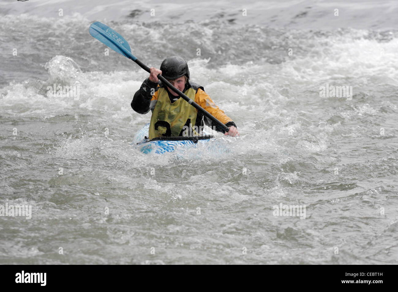 girl female canoeist taking part in inter university competition on ...
