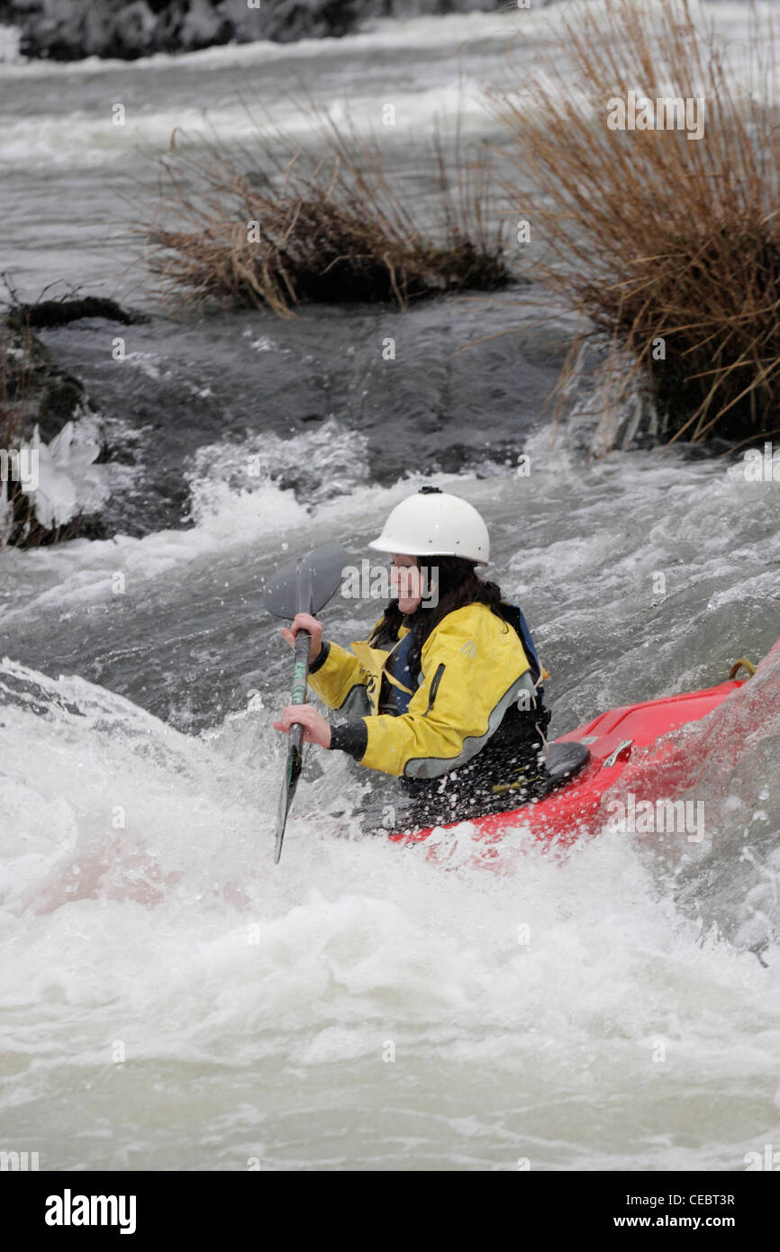girl female canoeist taking part in inter university competition on ...