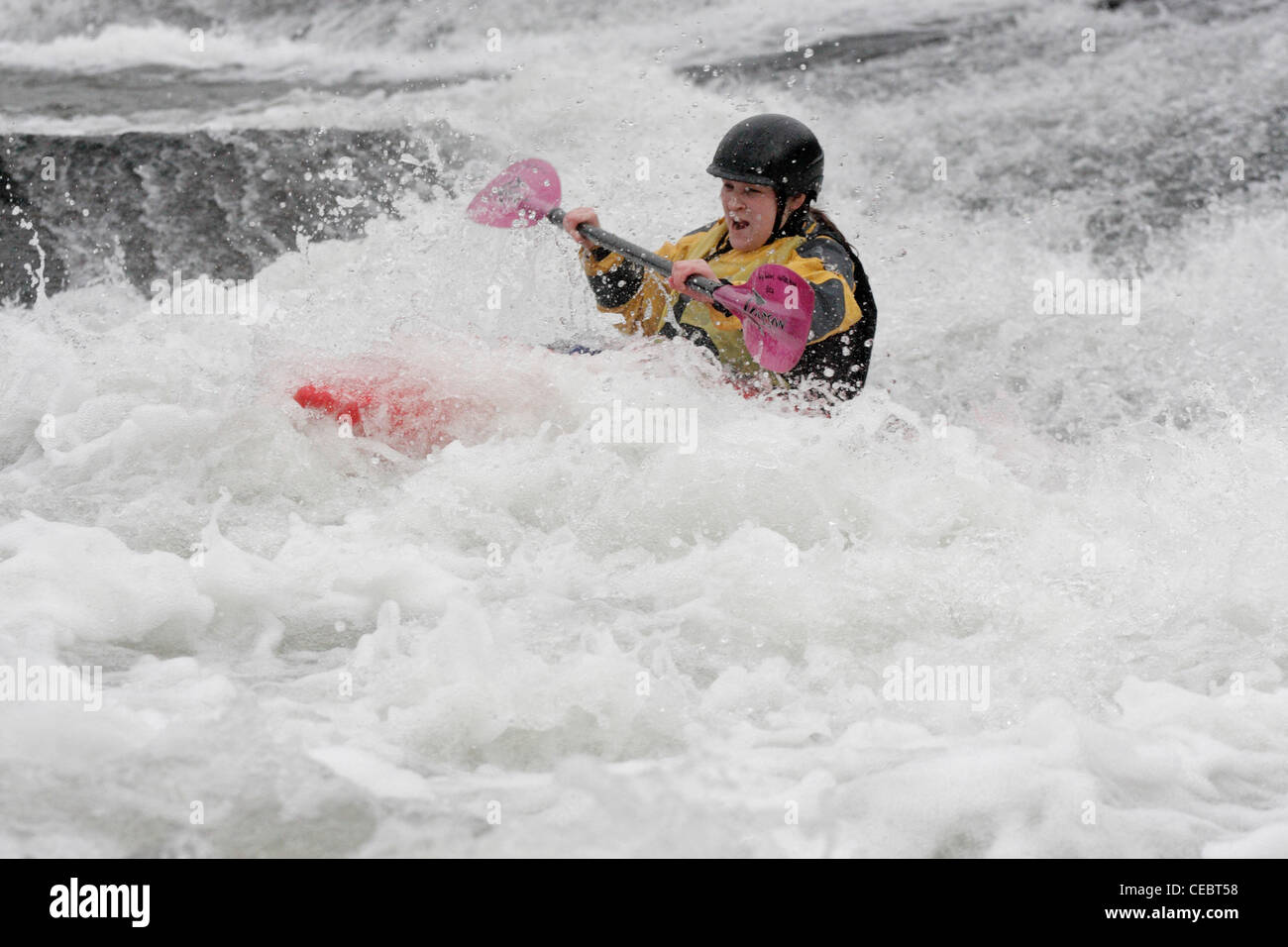 girl female canoeist taking part in inter university competition on ...
