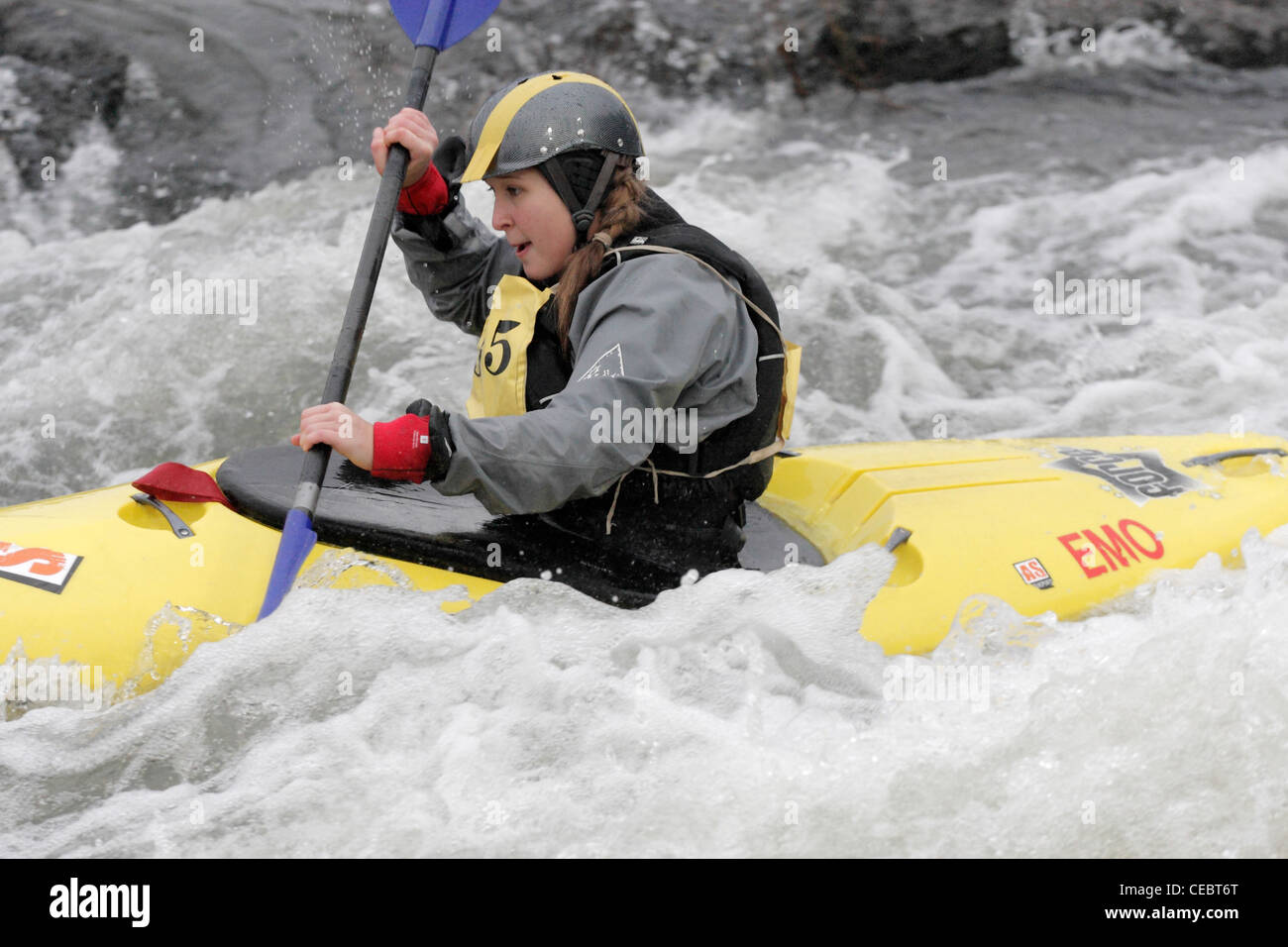 girl female canoeist taking part in inter university competition on ...