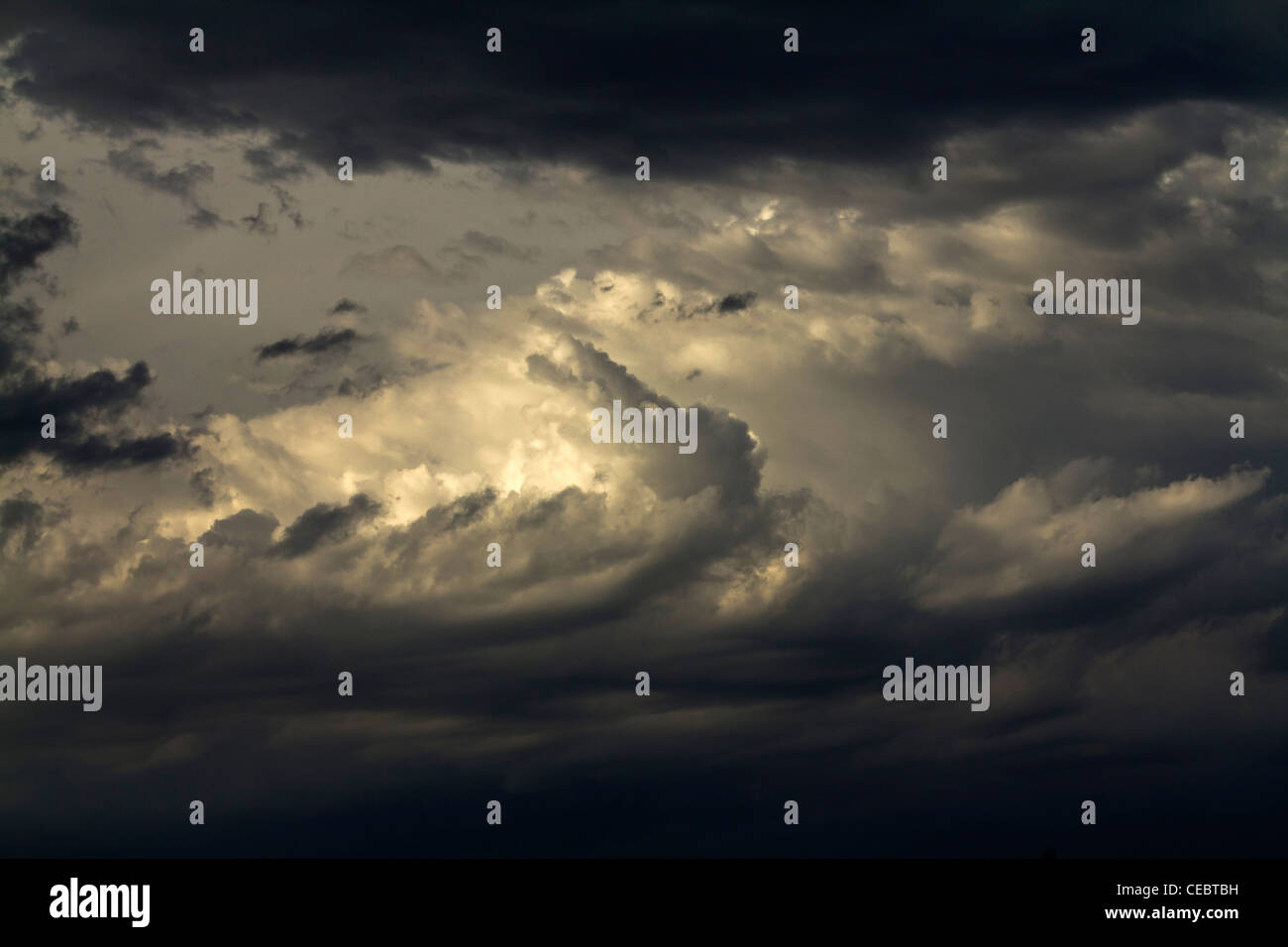 Closeup of dramatic the storm sky and skies looming clouds.Full frame ...