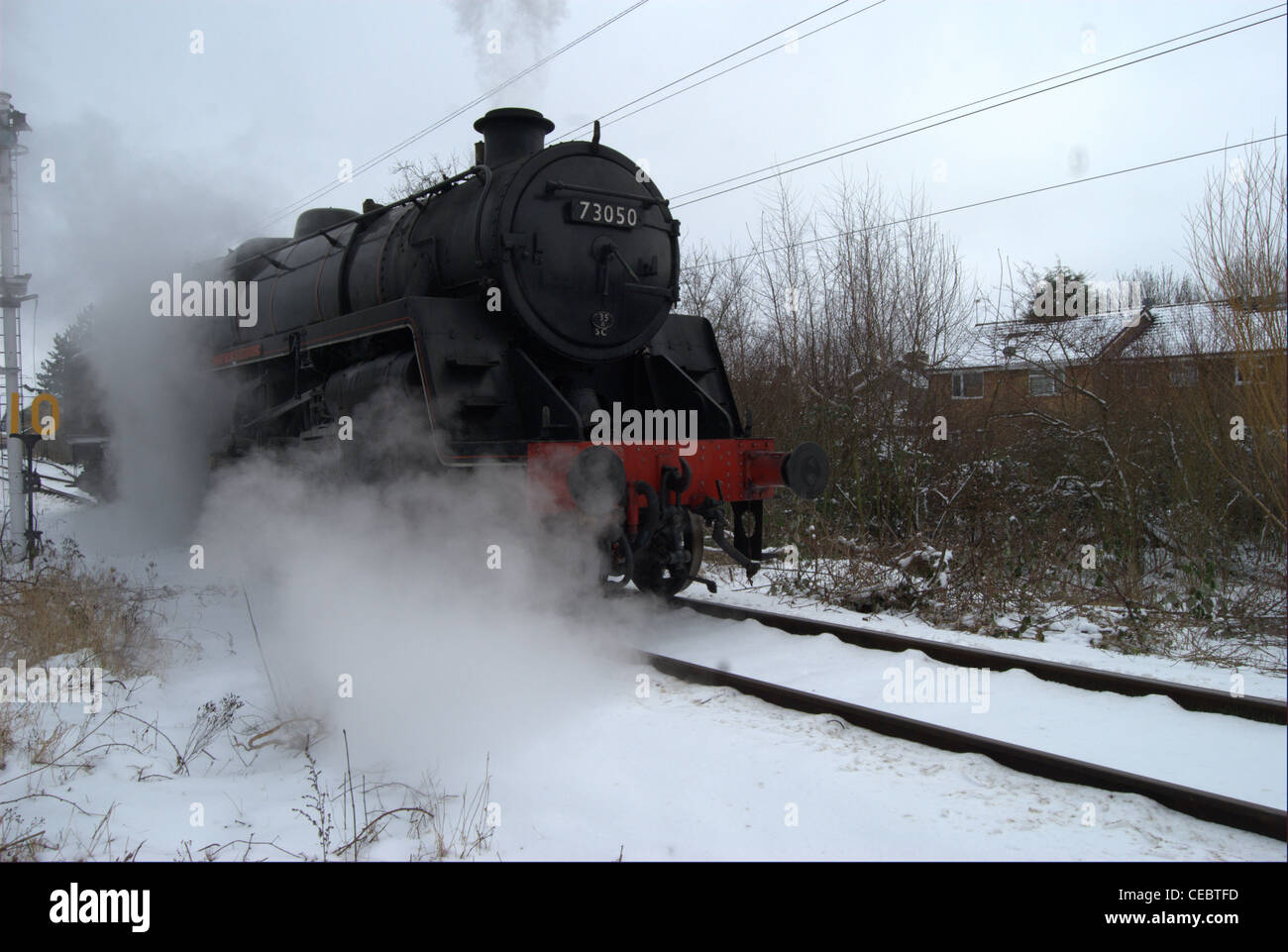 Steam train railway cold travelling Stock Photo - Alamy