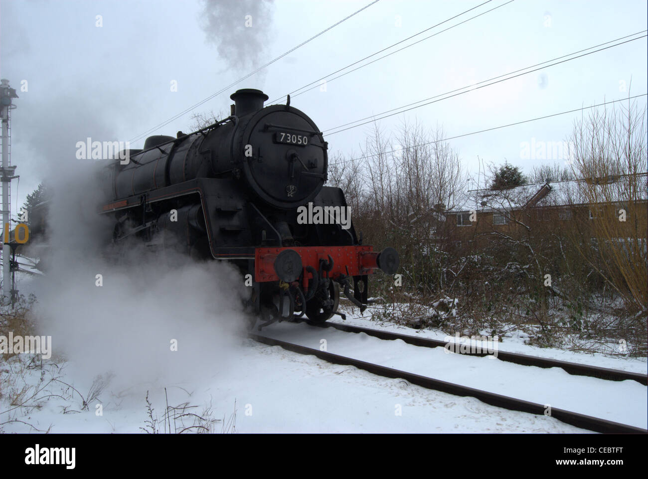 Steam train railway cold travelling Stock Photo - Alamy